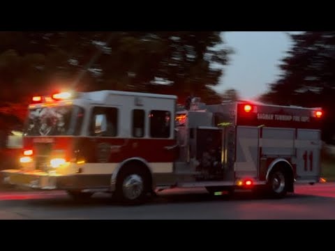 2x Saginaw Township MI Police & Saginaw Township FD E-11 Responding (COMMERCIAL STRUCTURE FIRE)