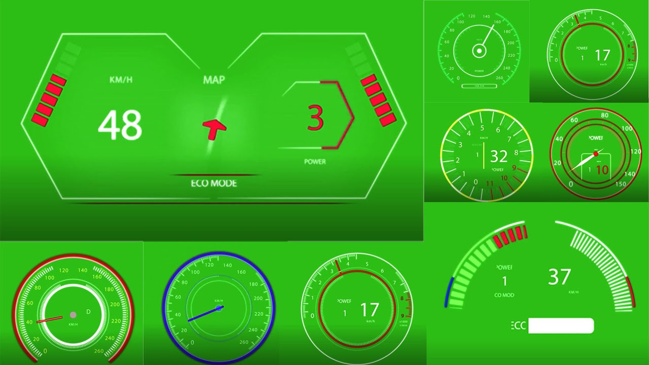 Green Screen Bike Digital Speedometer | Speed Panel Element Green Screen | Chroma key Effect free
