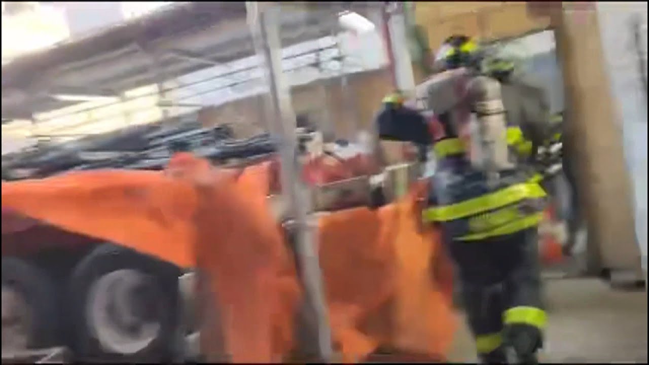 Construction Crane Collapses After Catching Fire