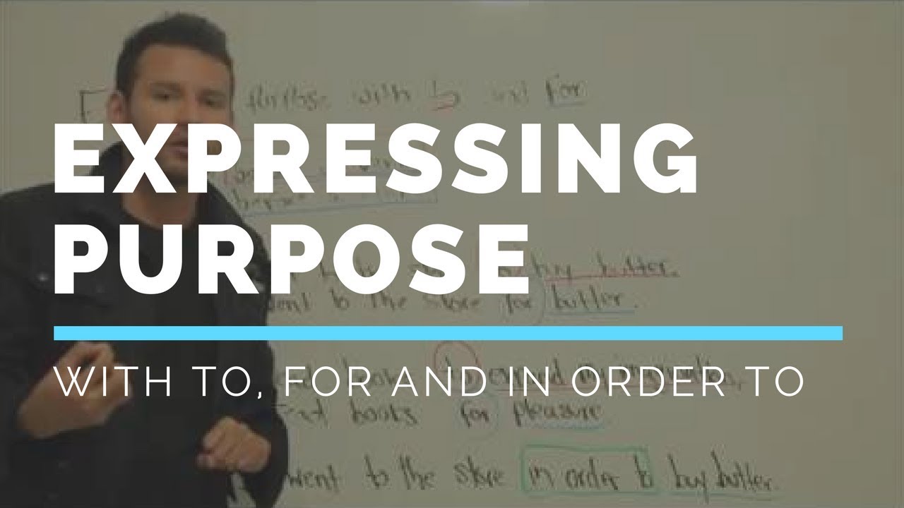 Expressing Purpose with to/for/in order to in English