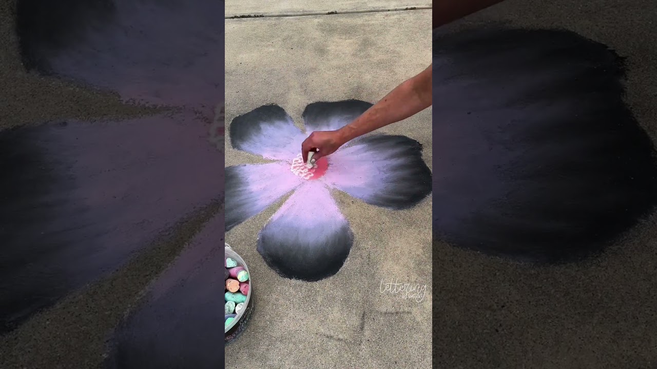 Floral sidewalk chalk art