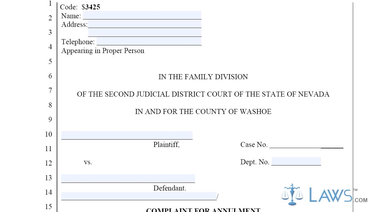 Nevada Complaint For Annulment D-11