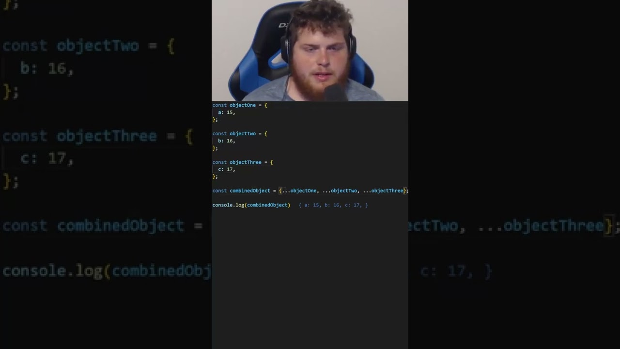 How to combine two objects in Javascript in one line
