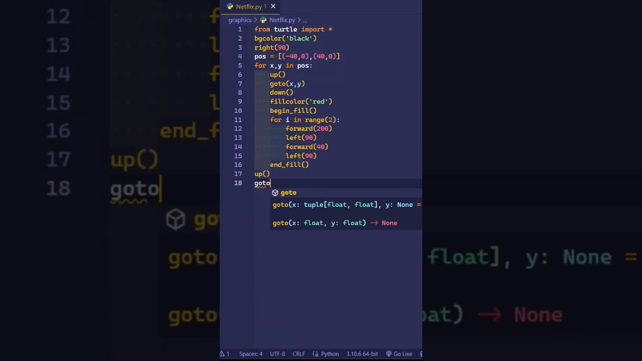 Netflix Logo using Python Turtle | Python Turtle #programming #coding #computerscience #python #dsa