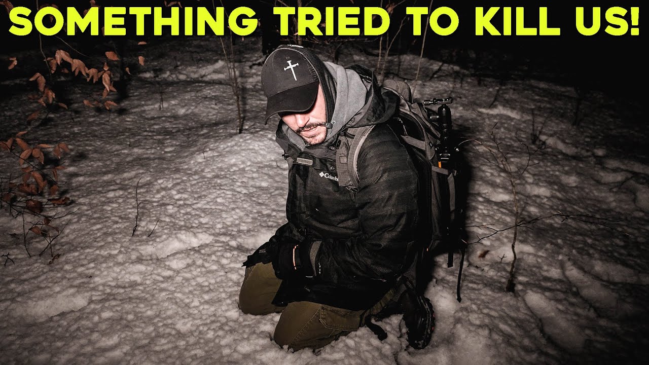 (SOMETHING TRIED TO KILL US!) WE FEARED FOR OUR LIVES WINTER CAMPING in the MOST HAUNTED FOREST