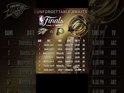 The complete schedule for the NBA finals between Pacers versus thunder 