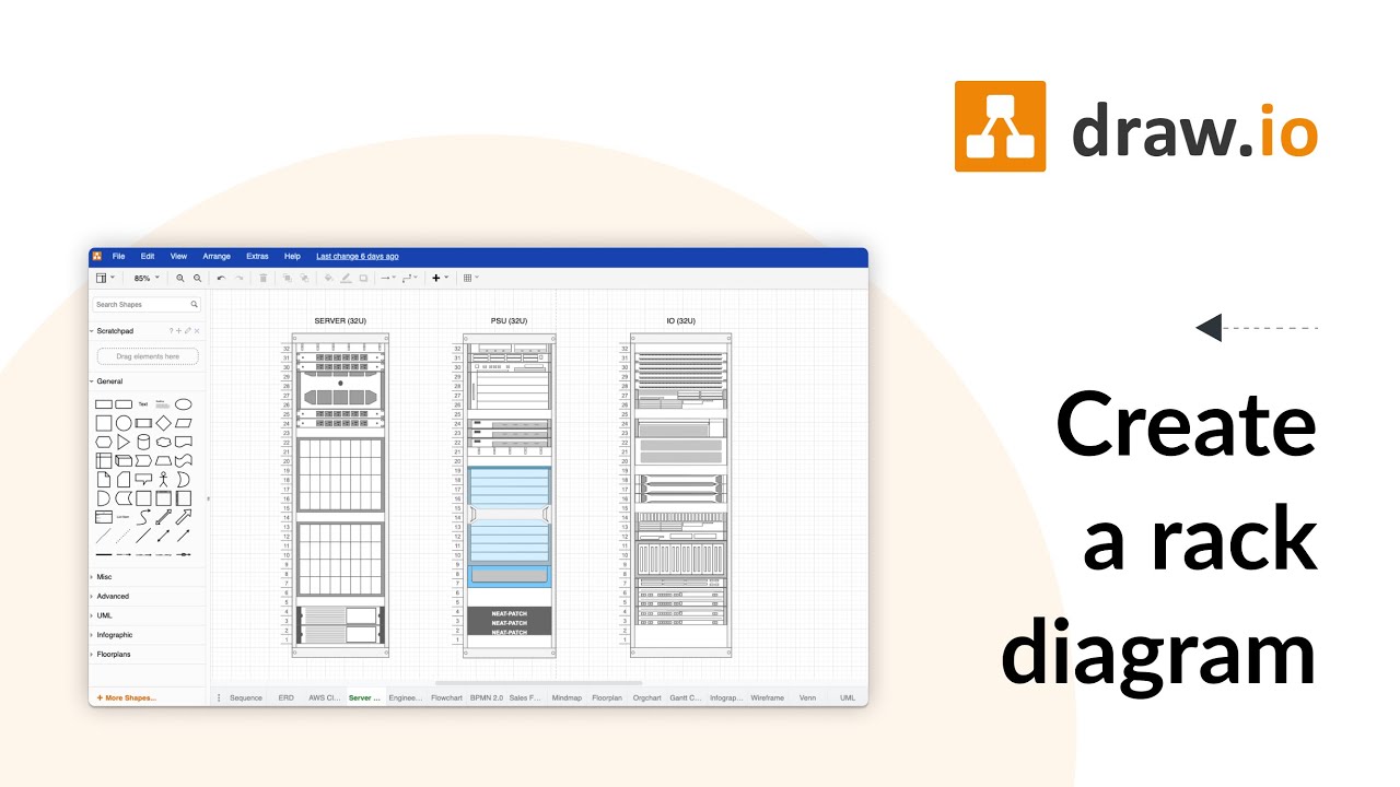 Create a rack diagram for free using draw.io