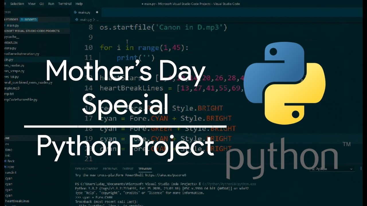 Mother's Day Special Python Code | Interesting Python Projects