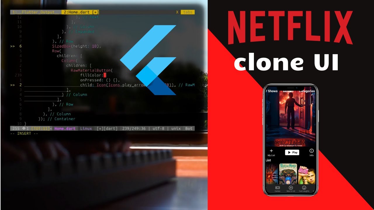 ASMR Programming Netflix clone - flutter Coding No Talking