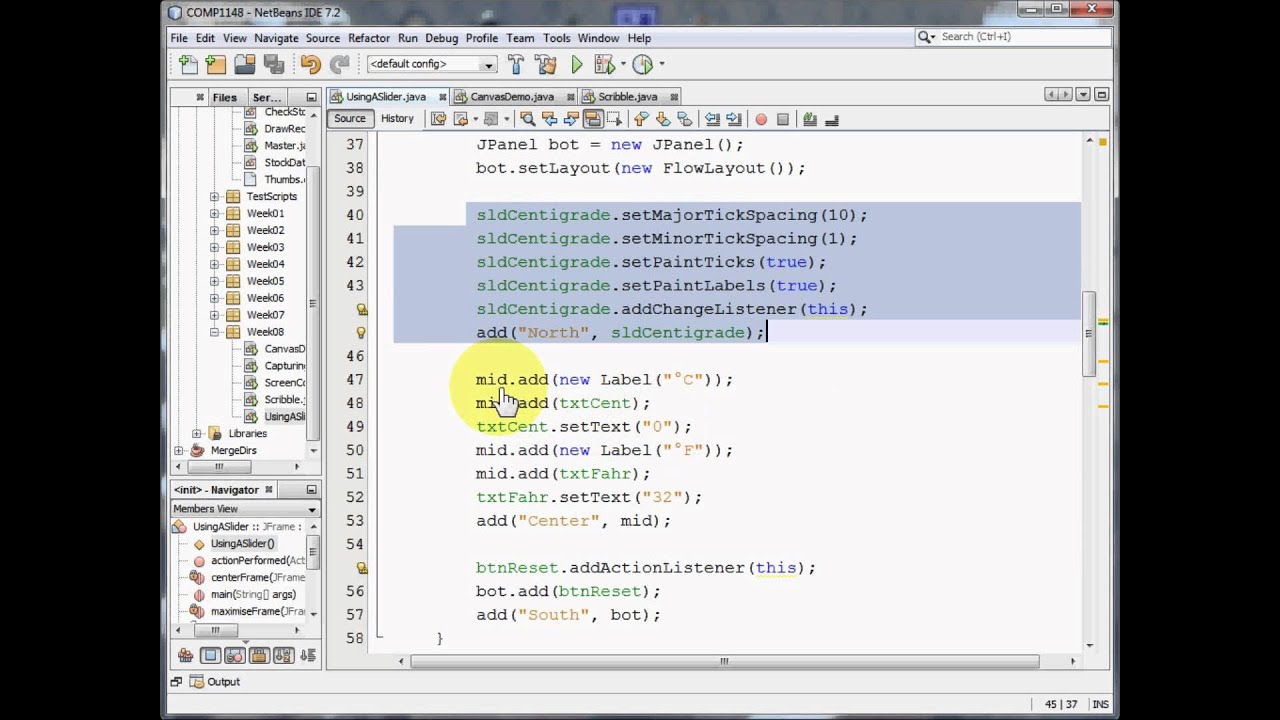 Java GUI - Using a slider bar