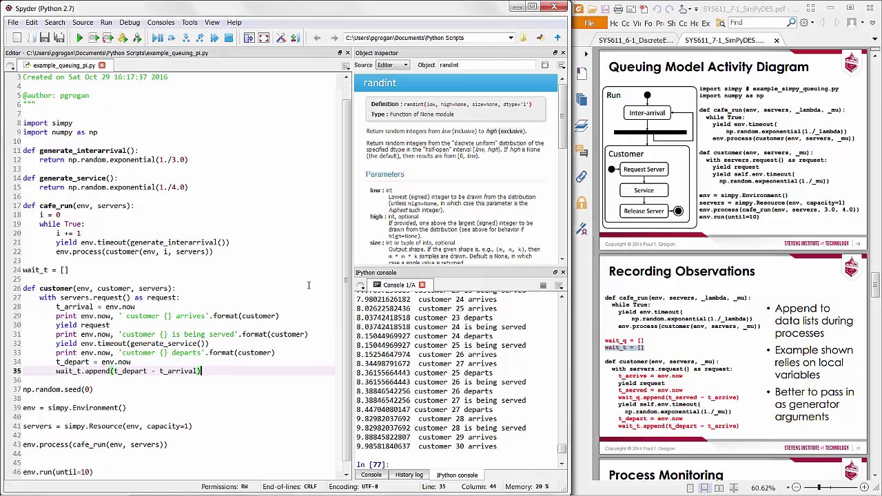 Queuing System Discrete Event Simulation in Python (Process interaction)