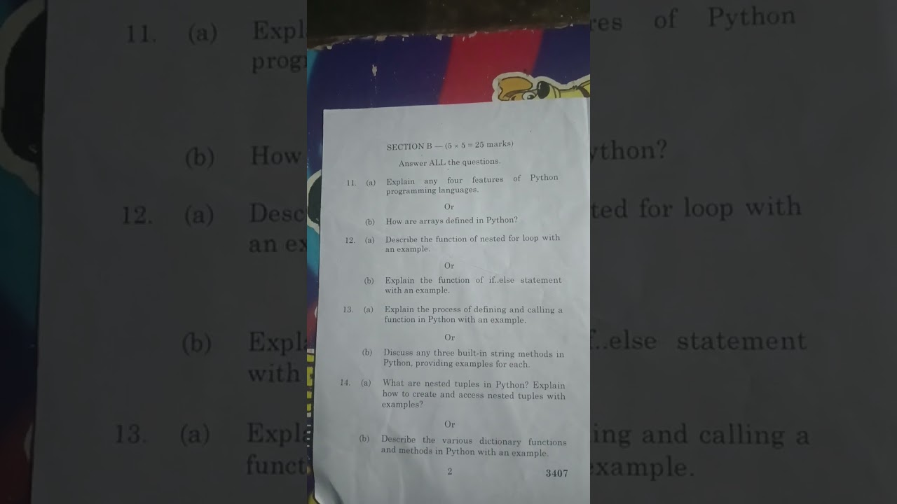 Python programming question paper||December 2024#thiruvalluvaruniversity #univesity