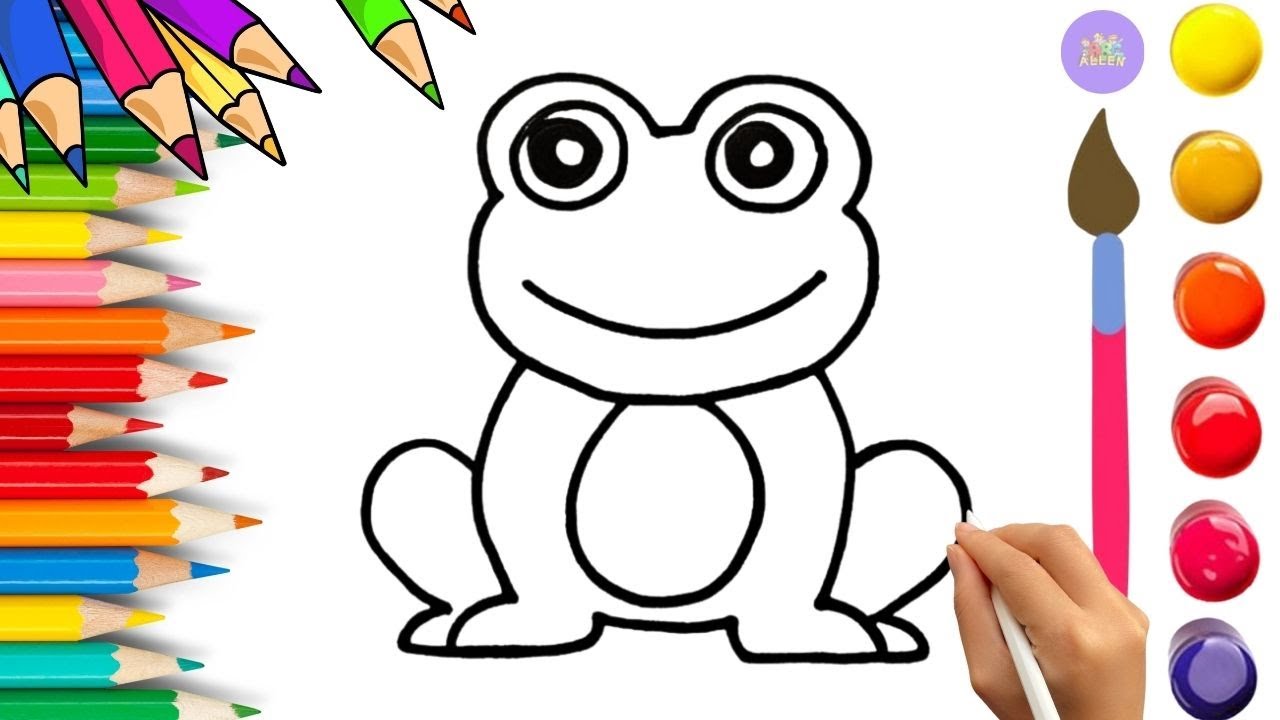 How To Draw cute Frog Drawing, Painting & Coloring For Kids and Toddlers_🌈🎨