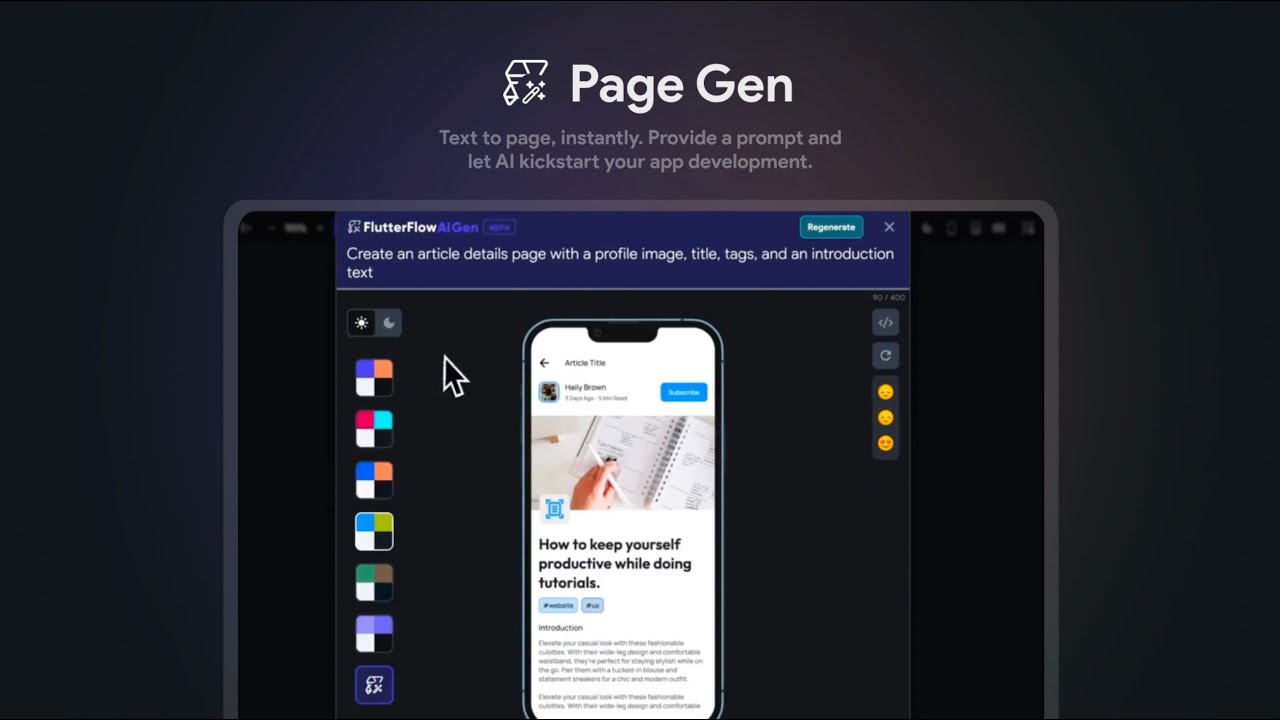 Text-to-App Page with AI | Page Gen | FlutterFlow AI Gen Release (1/4)