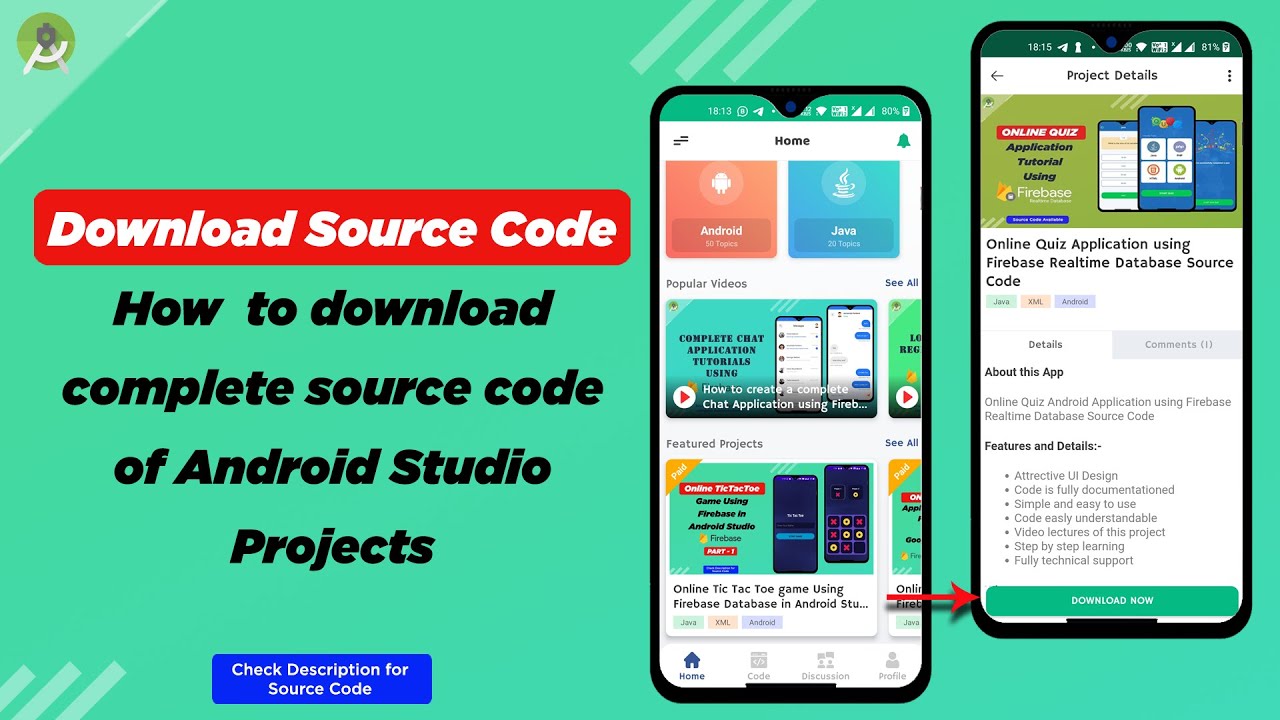 How to download Source Code of Android Studio projects with Complete Documentation