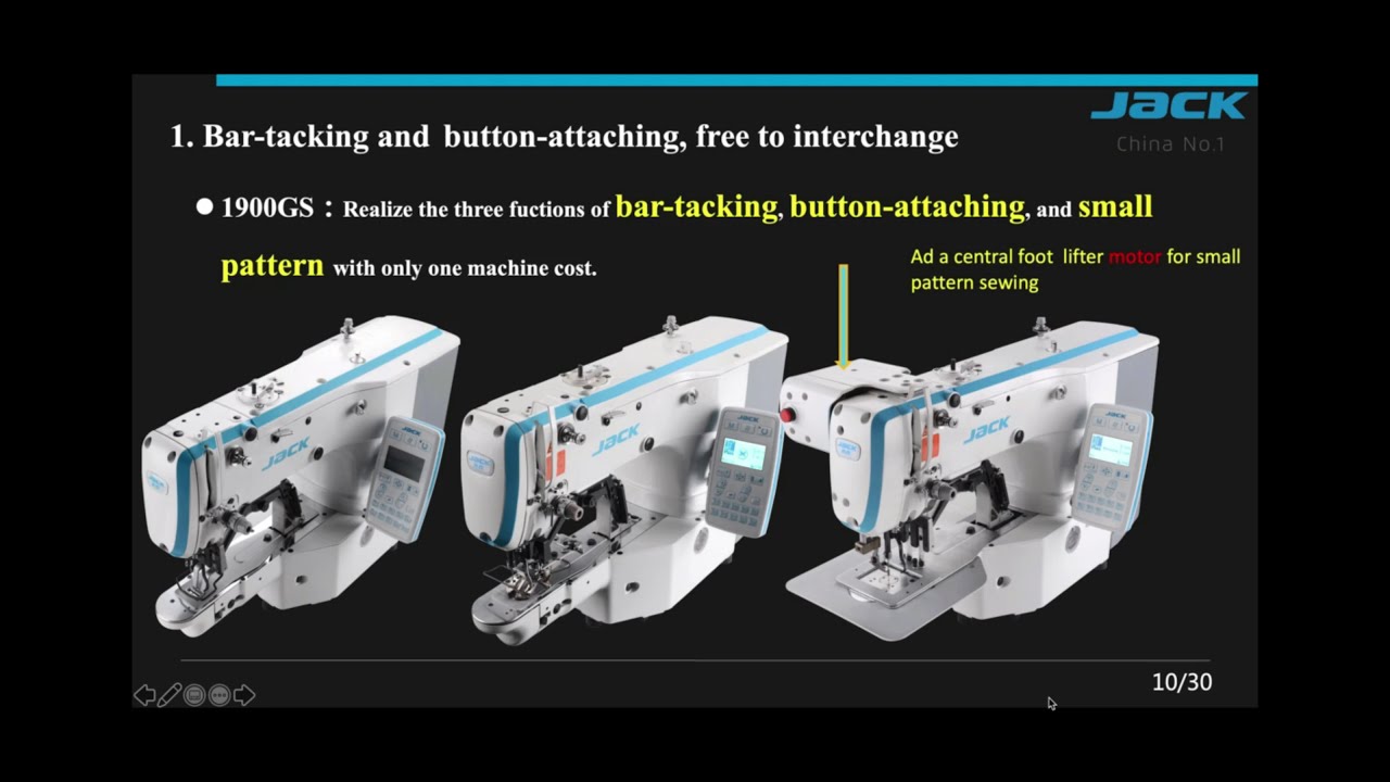 JK-T1900G Electronic Bar-tacking & Button Attaching Machine Introduction