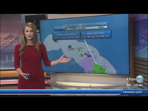 Wetter conditions expected for today, with a flash flood watch in effect for Hawaii Island due to re