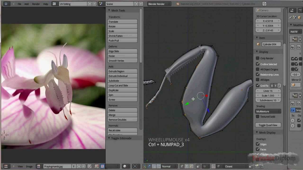 Blender Mantis Tutorial I Modeling und Rigging Übersicht
