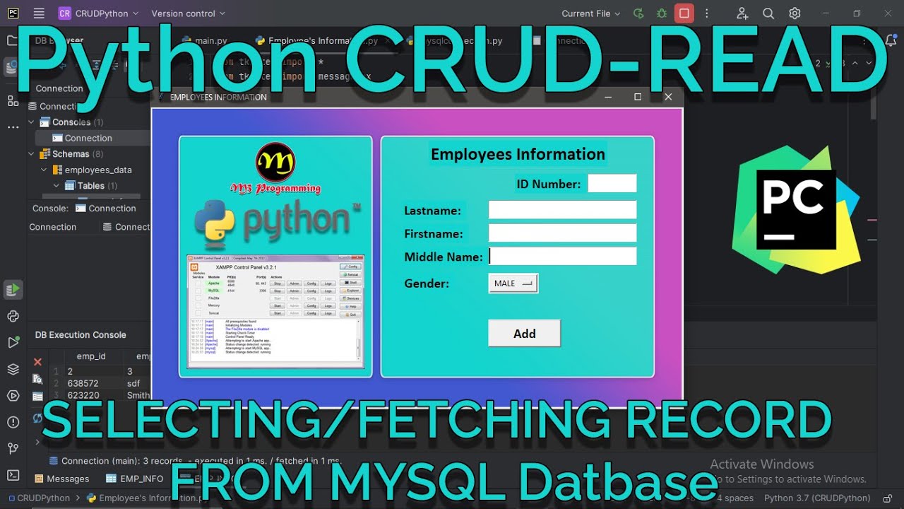 Python CRUD w/ MySQL Database - Fetching/Selecting Record #python #coding #java #intellij #database