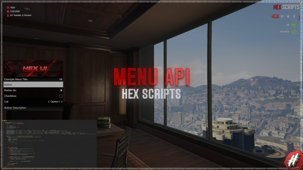 [ESX/QB/STANDALONE] HEX MENU API (FiveM)