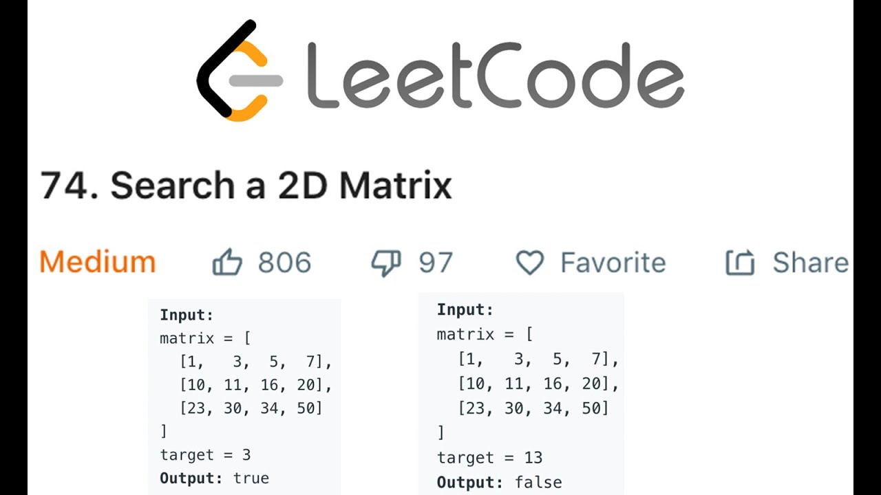 LeetCode Search A 2D Matrix Solution Explained - Java
