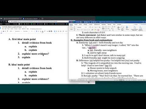 Compare and Contrast OUTLINE example (Book project Main Course)