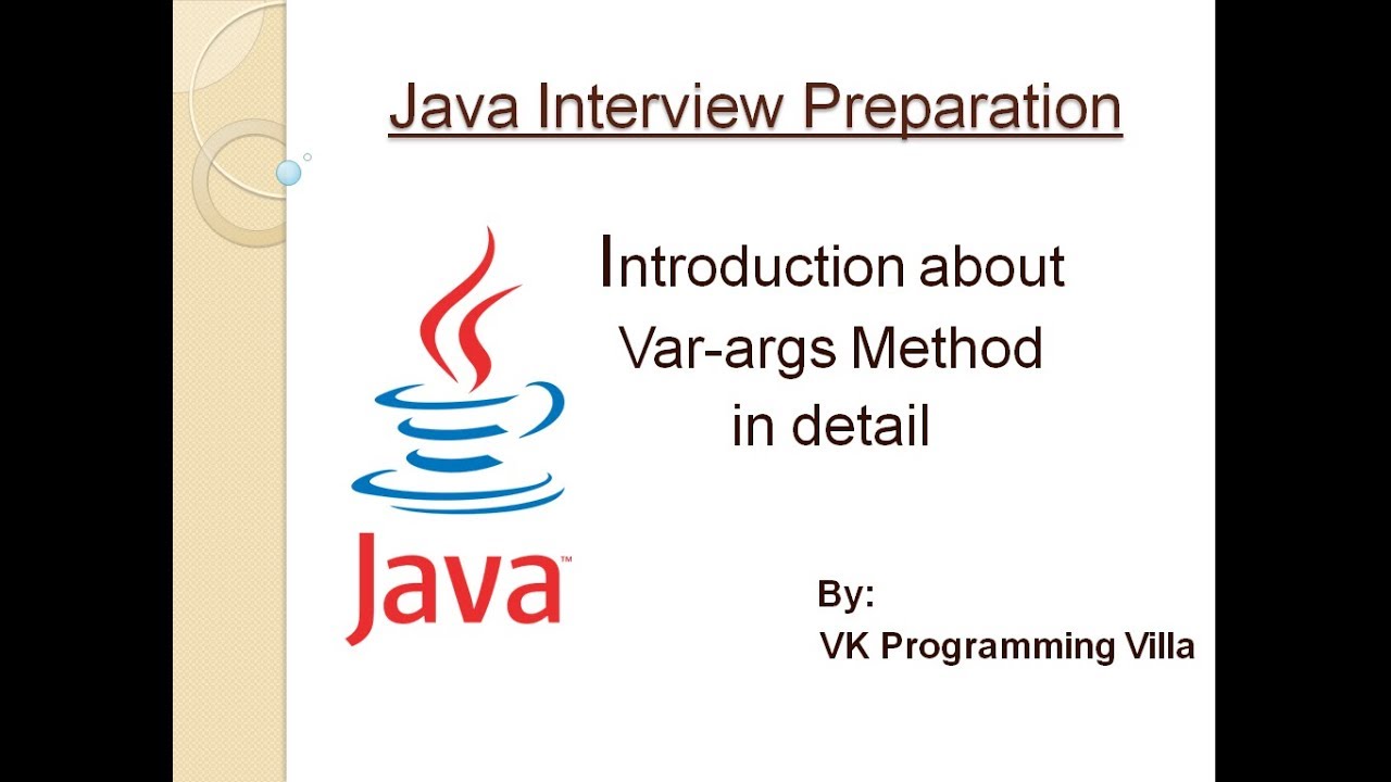 Java Var args Method - Introduction (Part - 1)