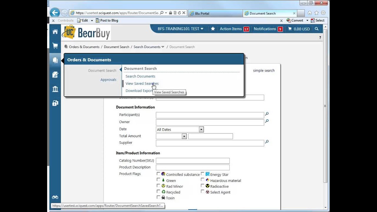 UC Berkeley Orders and Documents Menu Demo