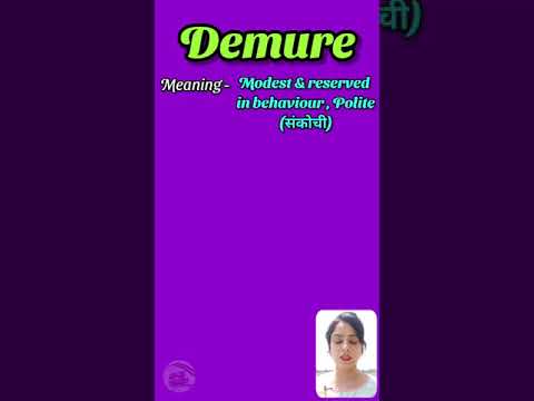 #Shorts | Word of the day | Demure | Meaning | Synonyms | Antonyms | Sentences | English Vocabulary