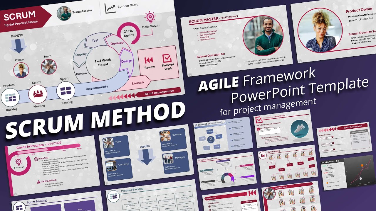 Interactive Scrum Diagram PowerPoint Template - Quick Preview