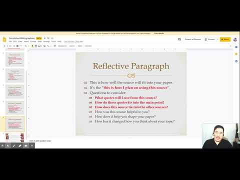 Annotated Bibliographies Presentation Explanation