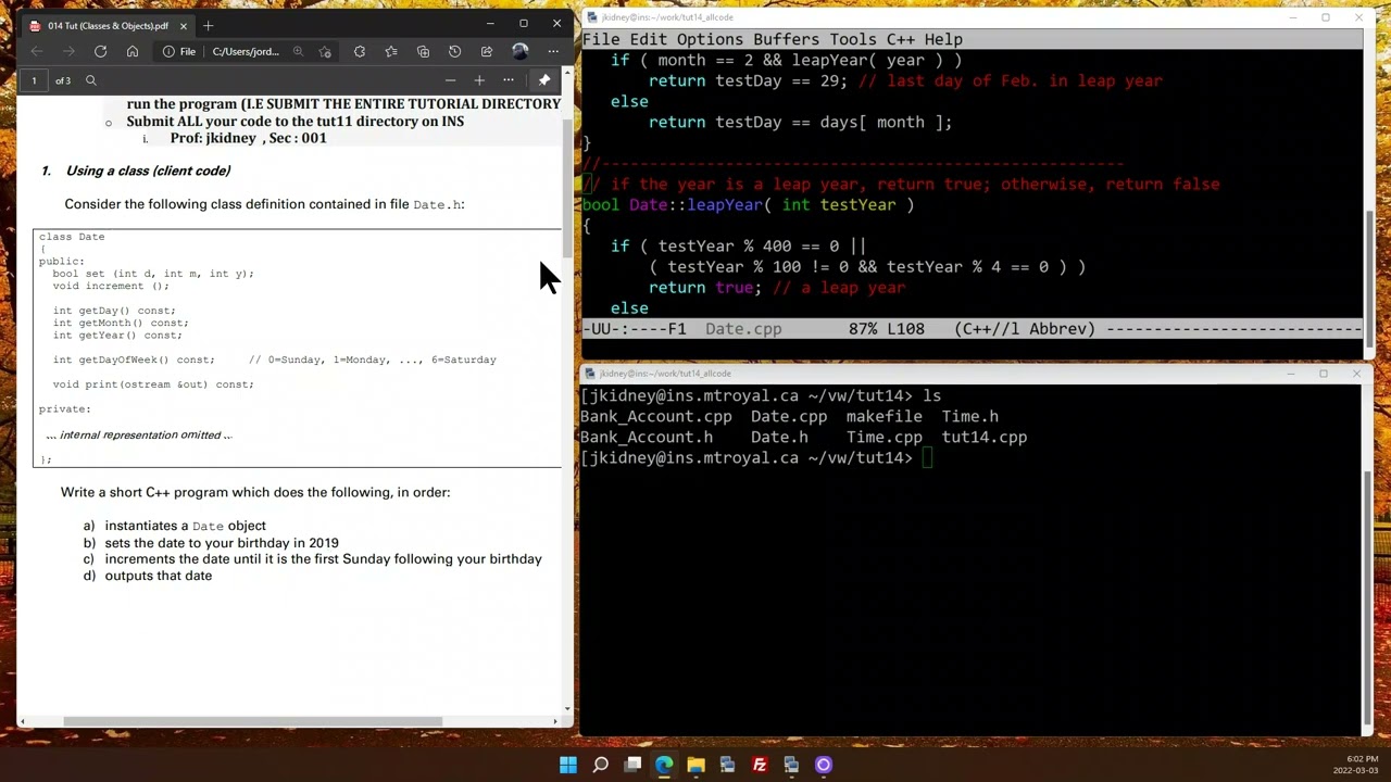 COMP 1633 - Tutorial 14 - Classes & Objects