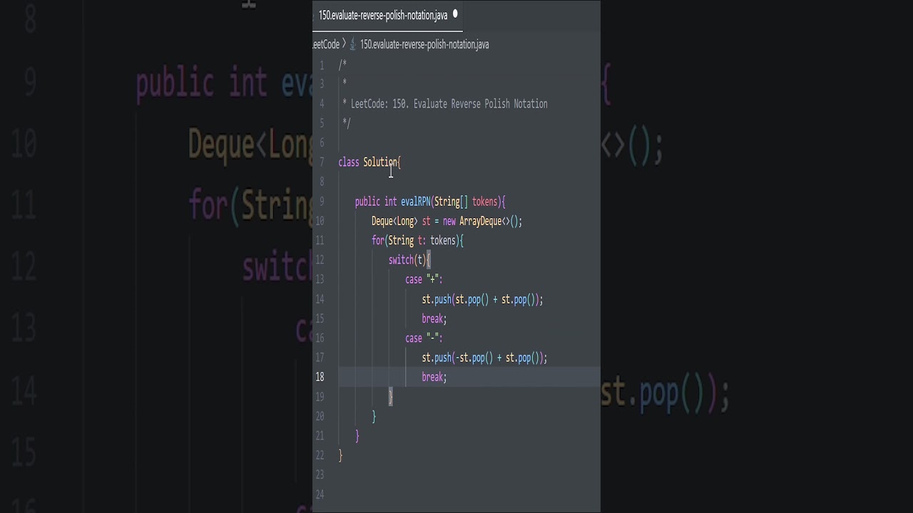 Evaluate Reverse Polish Notation | Amazon Interview Question | Leetcode 150 #leetcode #dsa #java