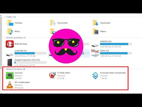 Add network shortcut in windows 10 file explorer menu