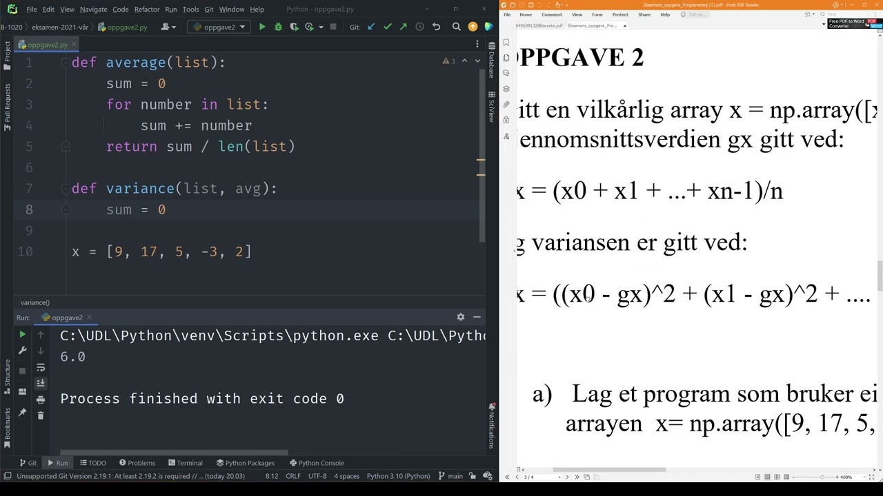 Gjennomsnitt og varians (Eksamen vår 2021) | UDL.no
