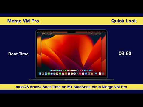 macOS Arm64 Boot Time on M1 MacBook Air in Merge VM Pro