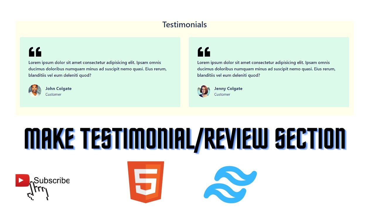 MAKE RESPONSIVE TESTIMONIAL SECTION USING TAILWINDCSS