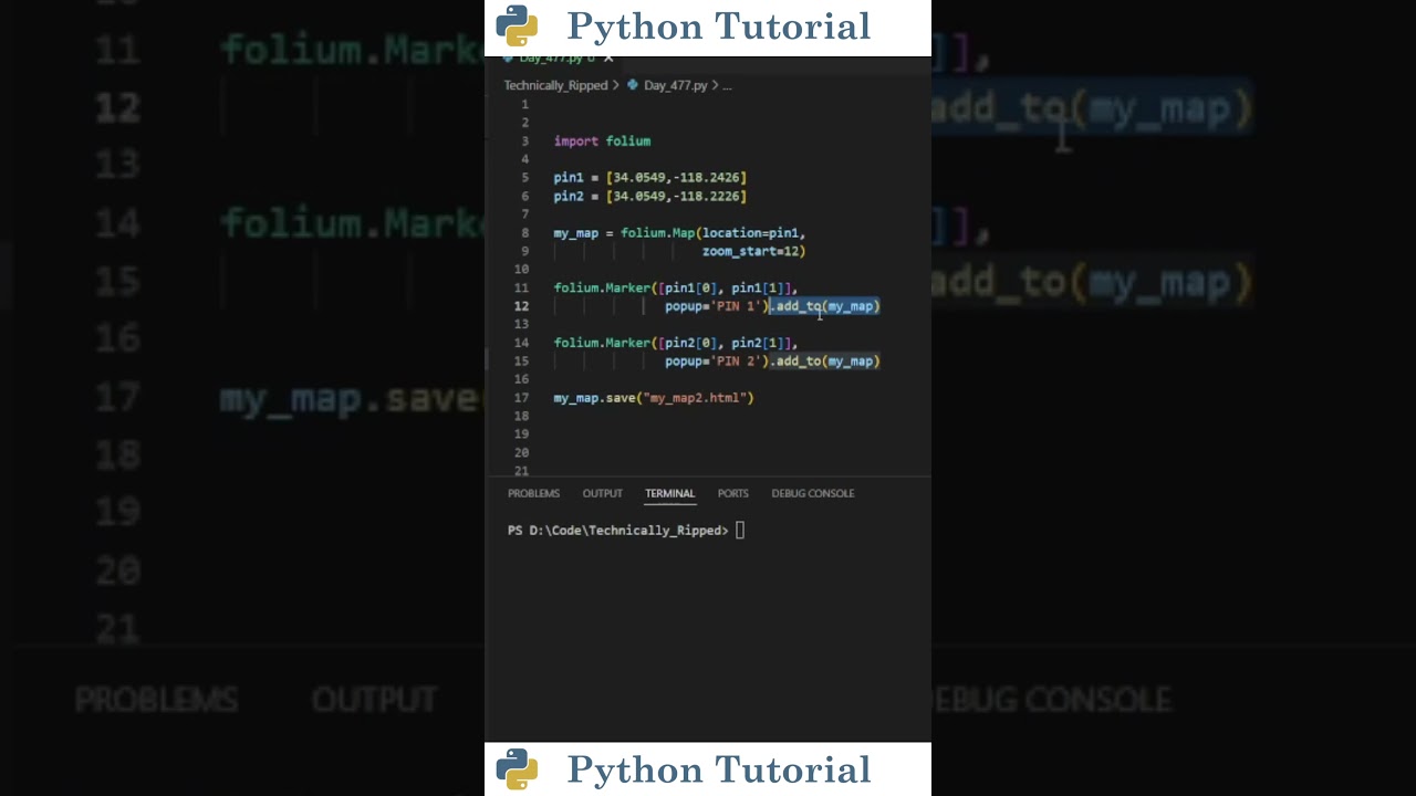 Creating Multiple Pin/Markers On Folium Map | Python Tutorial