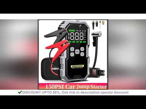 SALE Car Jump Starter With Air Compressor LCD Screen 21800mAh Portable Booster Charger 6000A Powerfu