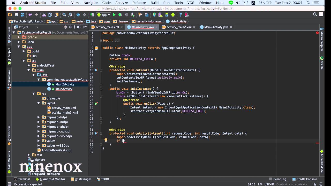 Android startActivityForResult Tutorial.