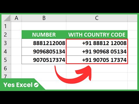 Add Country Code to Mobile Number in Excel (Bulk - Automatic)