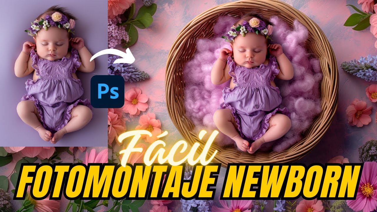 Fotomontaje Newborn con fondo digital | Tutorial