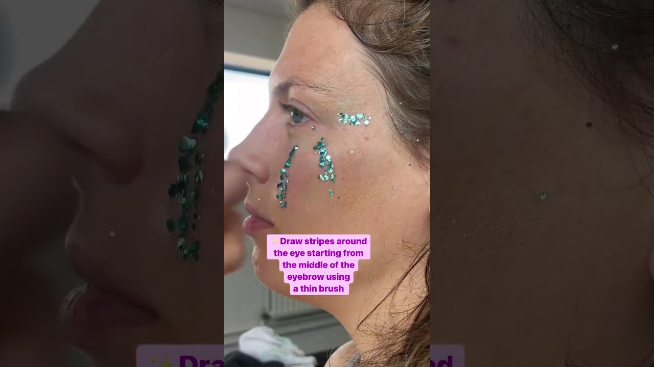 Quick and easy festival glitter makeup.