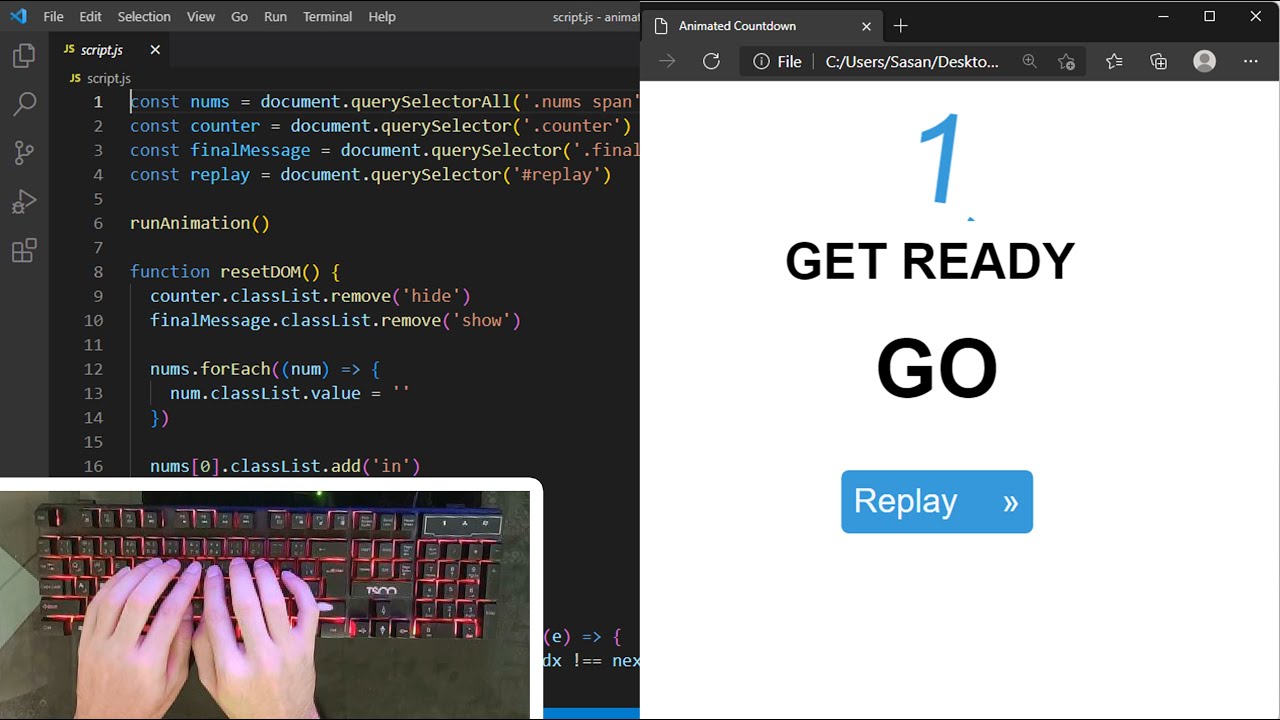 ASMR Programming - Animated Countdown using HTML CSS and JavaScript - No Talking