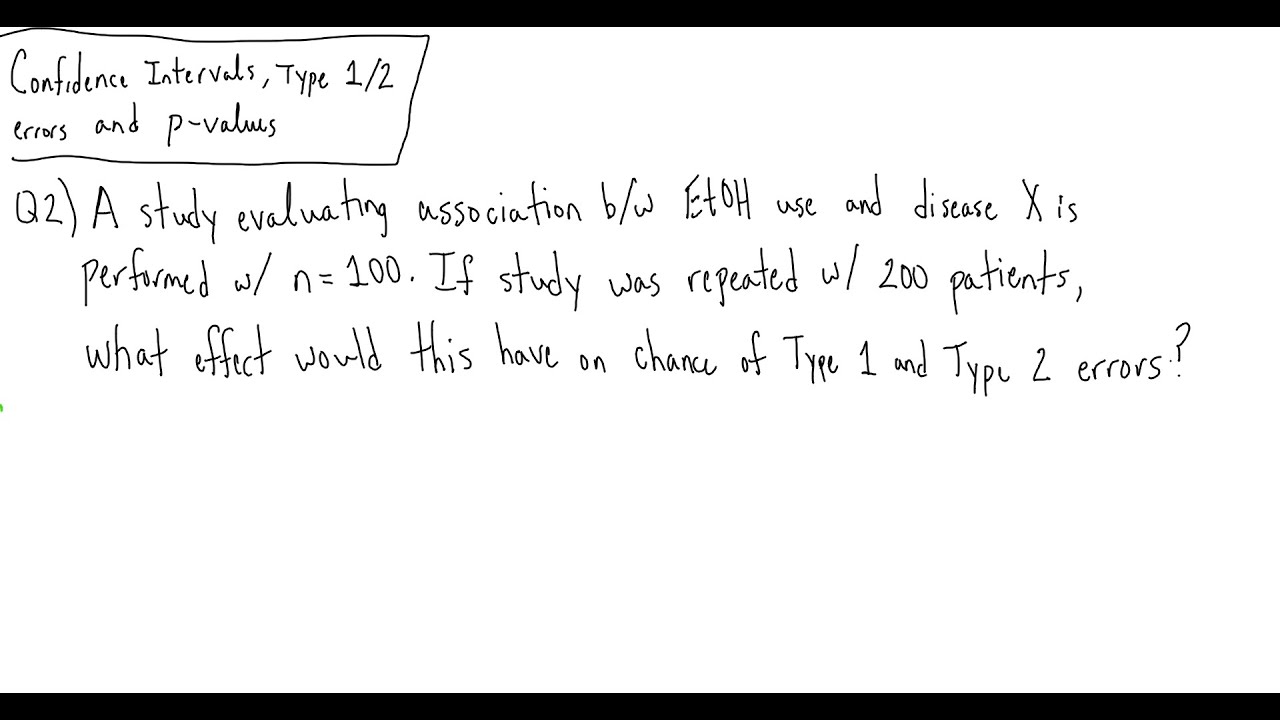 Confidence intervals, Type 1/2 Errors, and P Value: Question 2