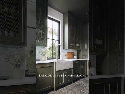 We have a had a lot of people reach out about this cabinet color - Dark Olive by Benjamin Moore