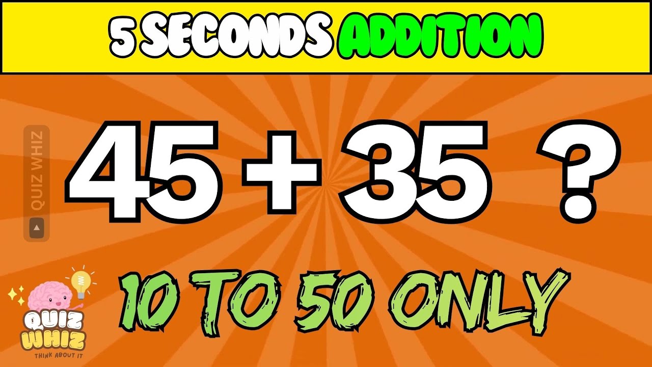 Addition of Two-Digit Numbers (10–50) | 100 Questions | 5-Second Math Challenge | Episode 3