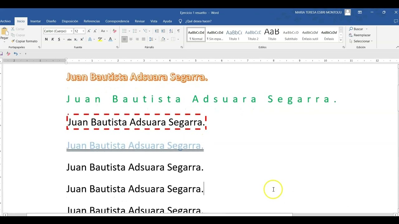 Ejercicio 1 Word