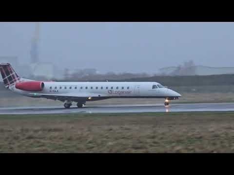 Storm Herminia Crazy Landing LoganAir E145 in Belfast BHD 26/1/25 #storm #herminia #subscribe #video
