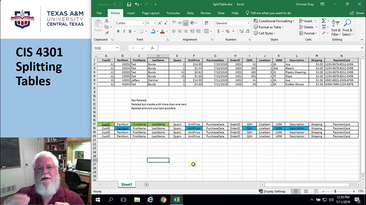 CIS4301 SplittingTables